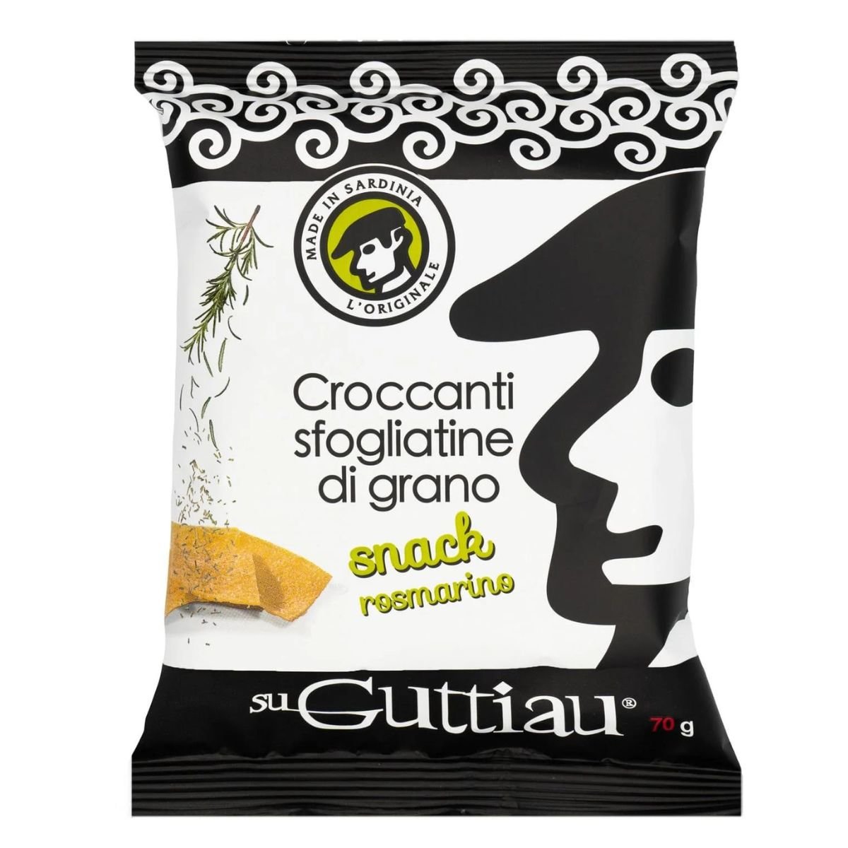 Croccantini Rosmarino, Snack-Chips aus Sardinien, traditionelles Reze ...